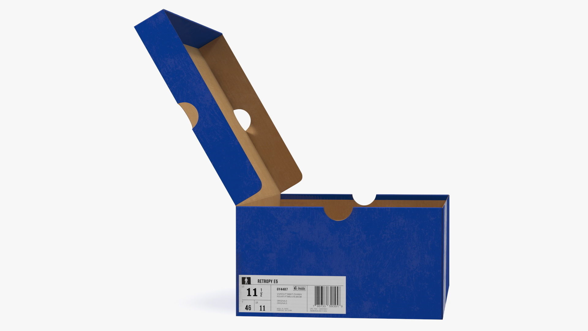 Blue Carton Shoe Box Open 3D model | CGTrader