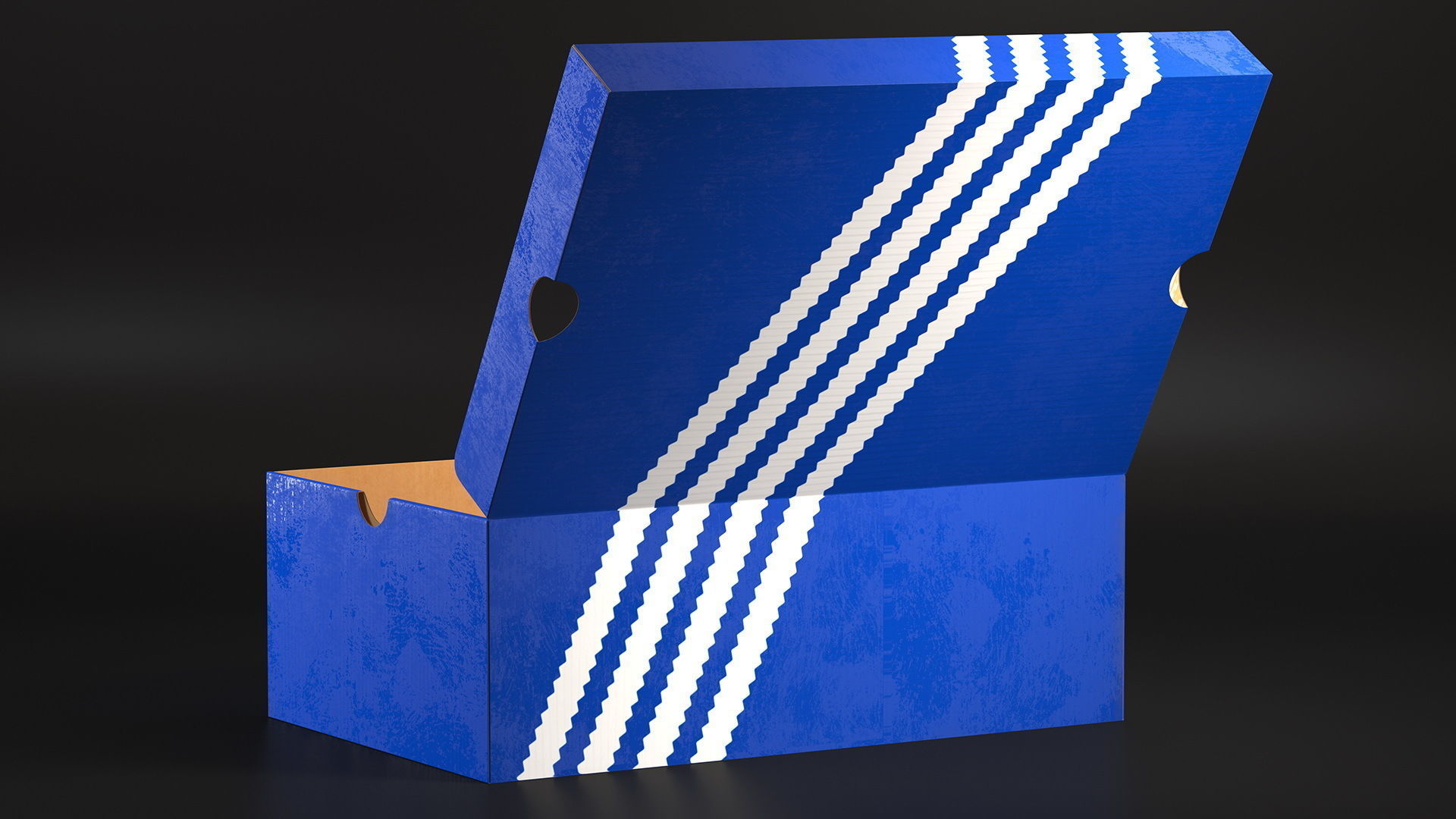 Blue Carton Shoe Box Open 3D model | CGTrader