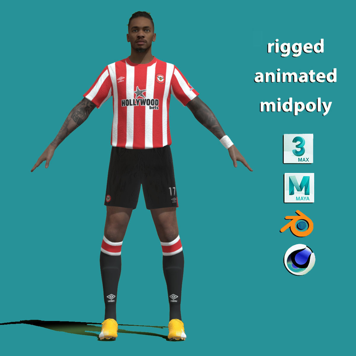 Ivan Toney Brentford 3D model animated rigged | CGTrader