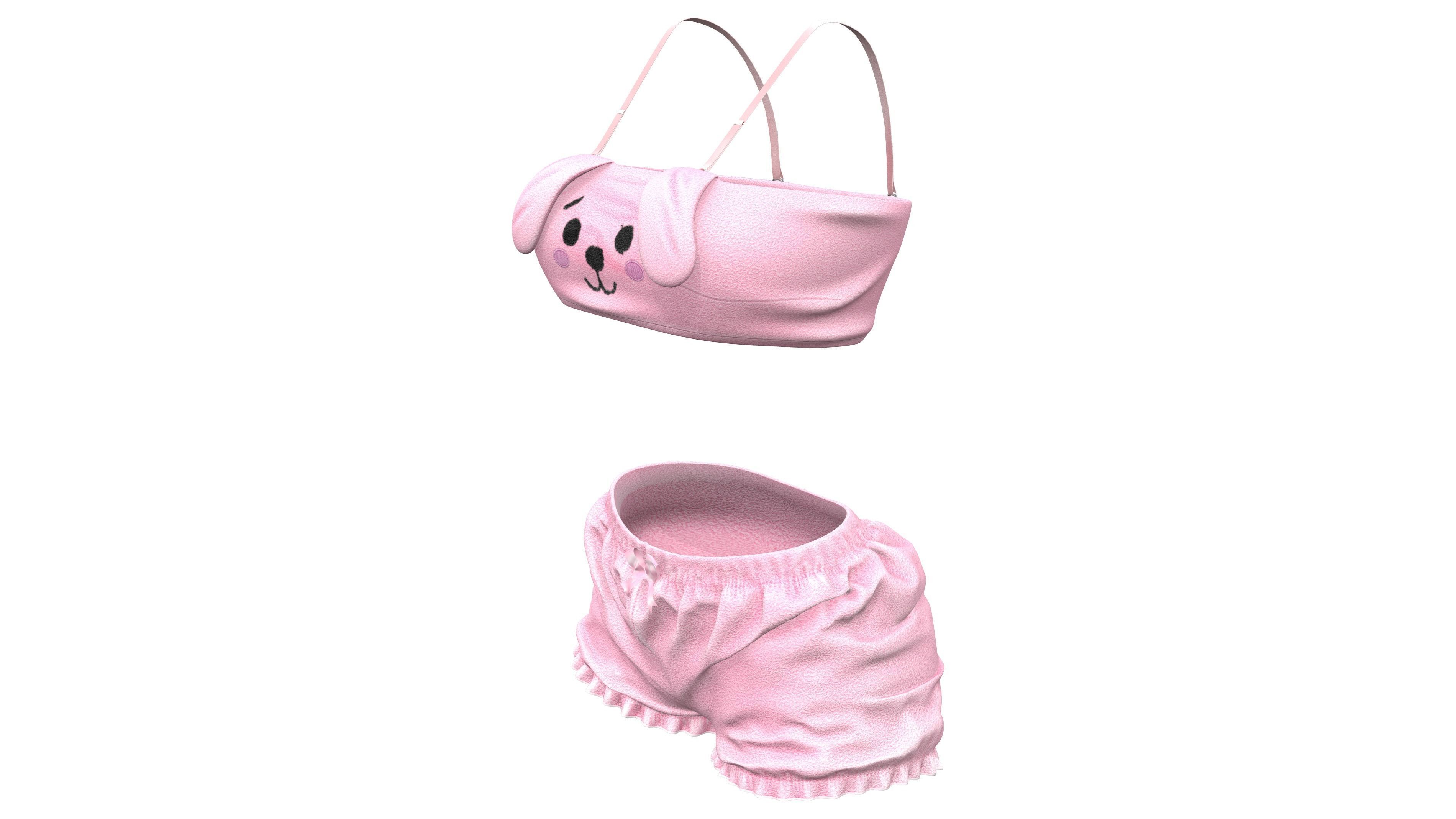 3D model Pink Plush Sleepwear VR / AR / low-poly | CGTrader