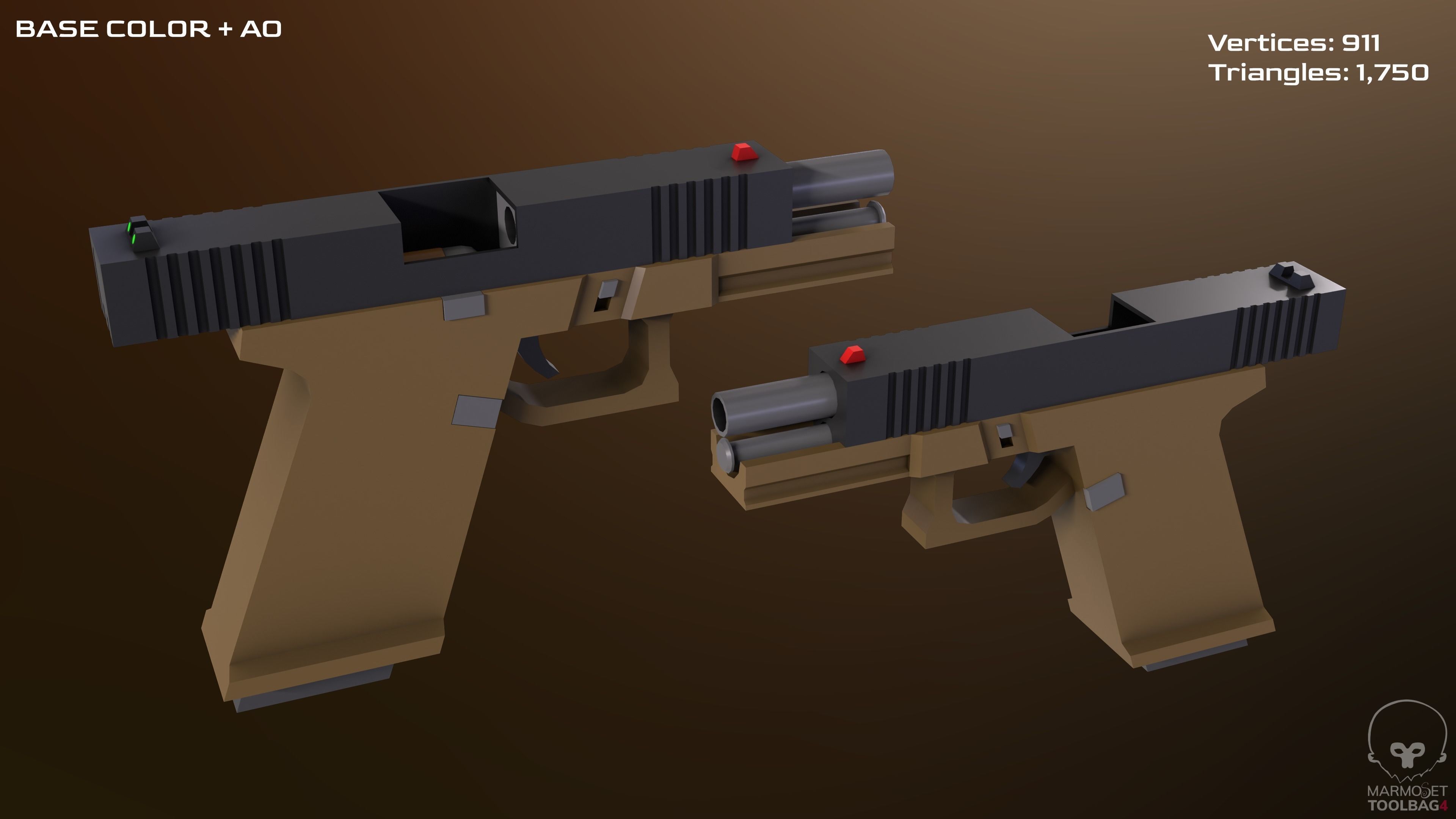 Stylized Glock 19 and Textures free VR / AR / low-poly 3D model | CGTrader