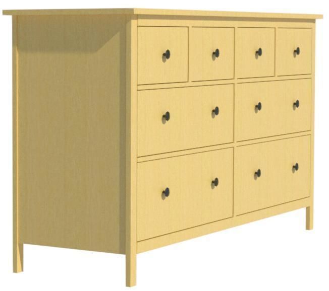ikea drawer dresser extandable revit model 3D model rigged | CGTrader