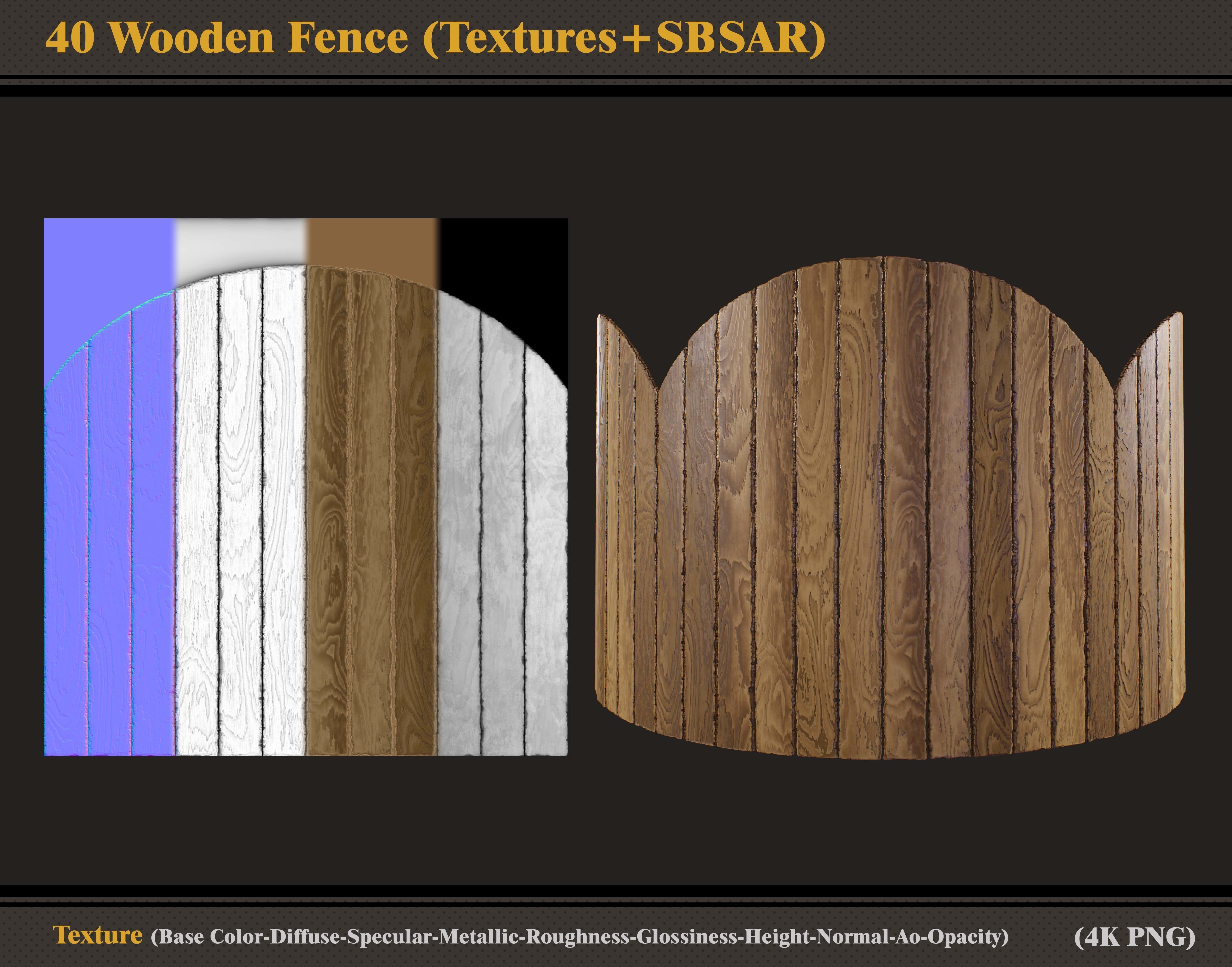 40 Wooden Fence Textures and SBSAR Texture | CGTrader