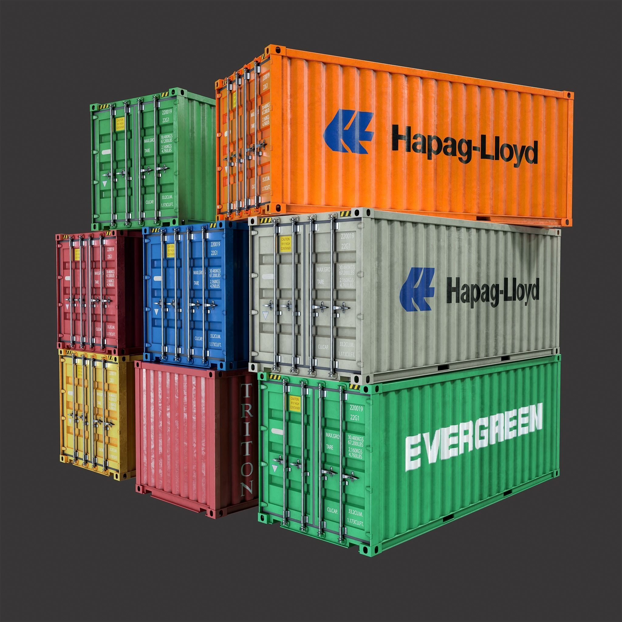 3D model 20Ft Containers Low-poly 3d model VR / AR / low-poly | CGTrader