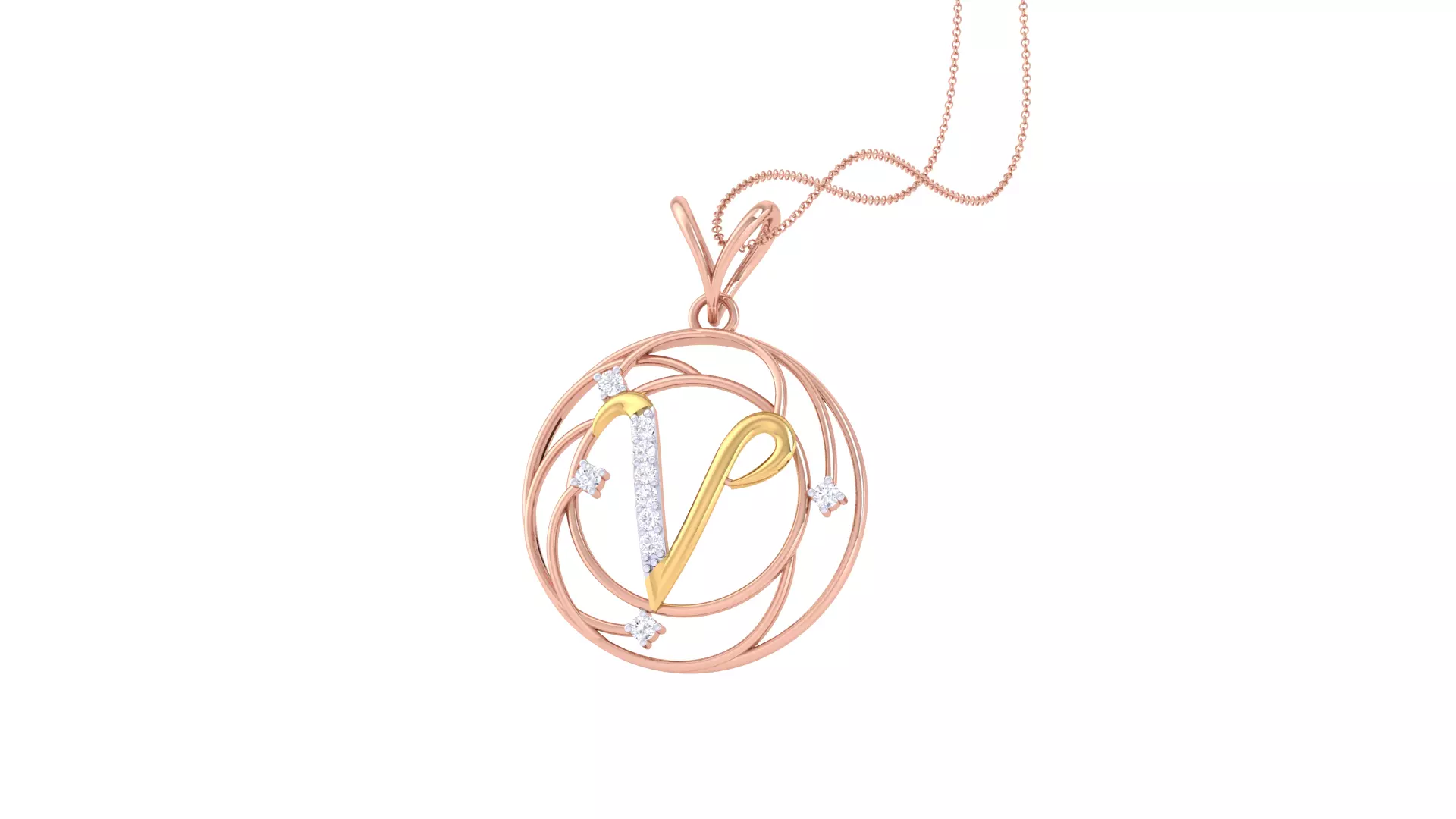 Alphabet - V Pendant 3dm STL OBJ FBX Renders Details 3D model 3D ...