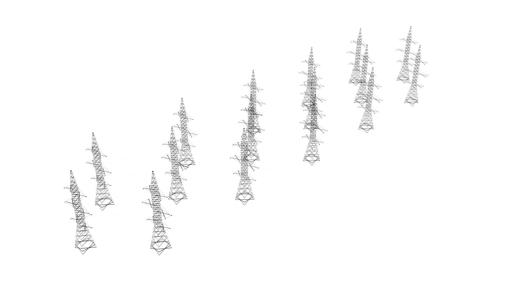 Powerline of Electric Transmission Towers 3D model | CGTrader