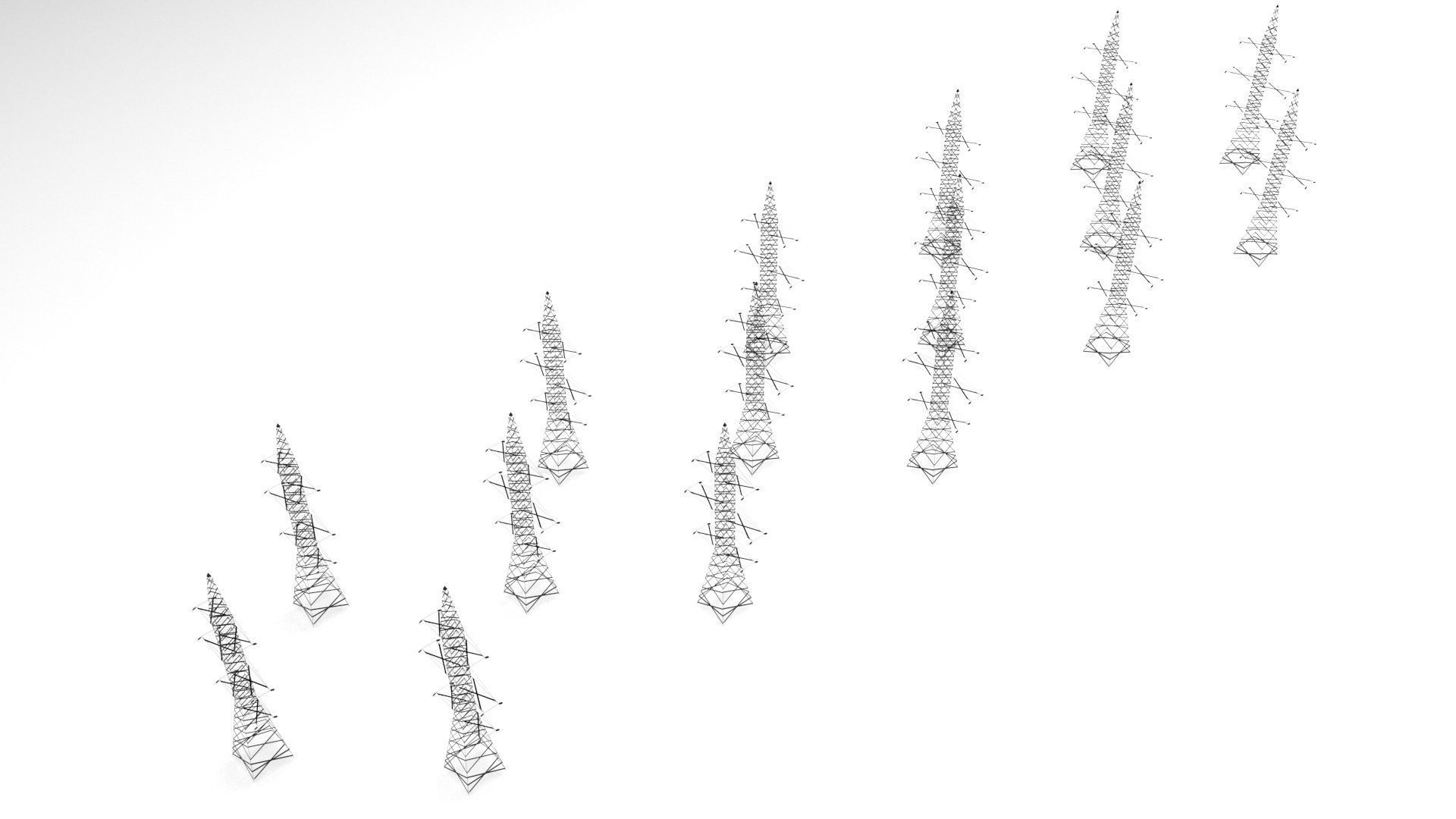 Powerline of Electric Transmission Towers 3D model | CGTrader