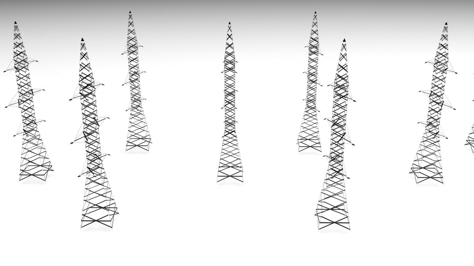 Powerline of Electric Transmission Towers 3D model | CGTrader