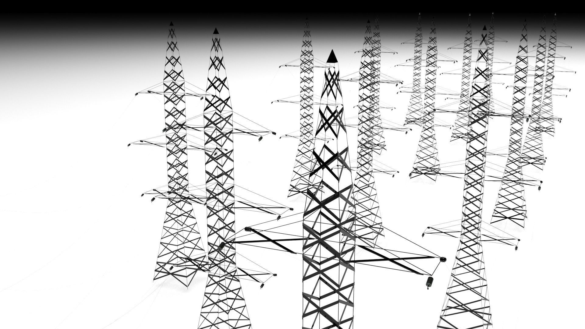 Powerline of Electric Transmission Towers 3D model | CGTrader