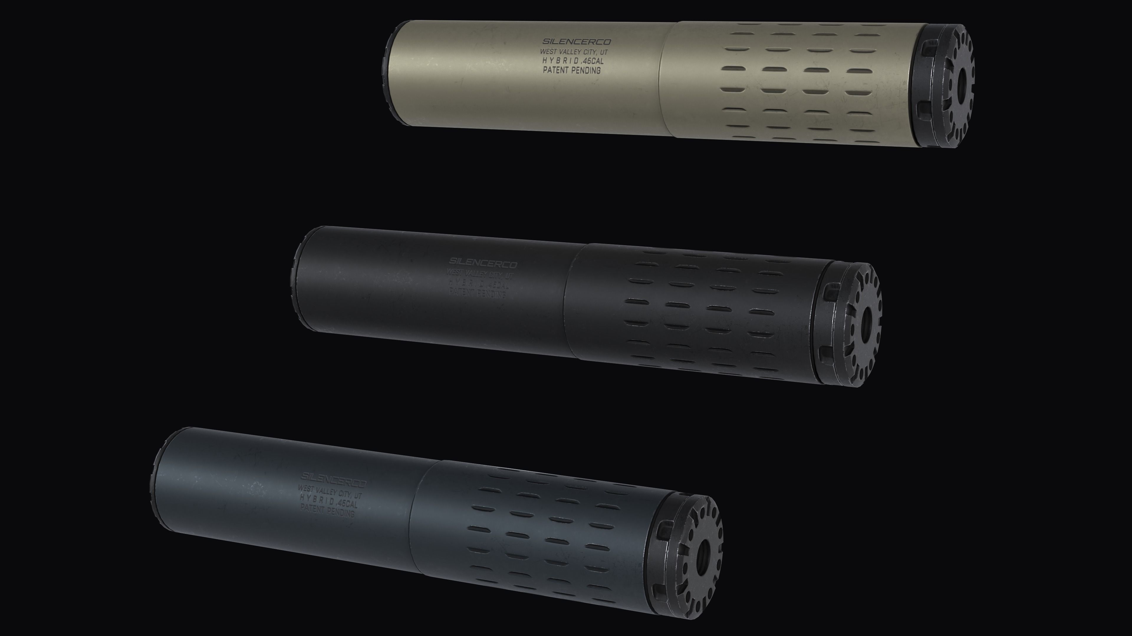 3D model SilencerCo Hybrid 46 multi caliber silencer VR / AR / low-poly ...
