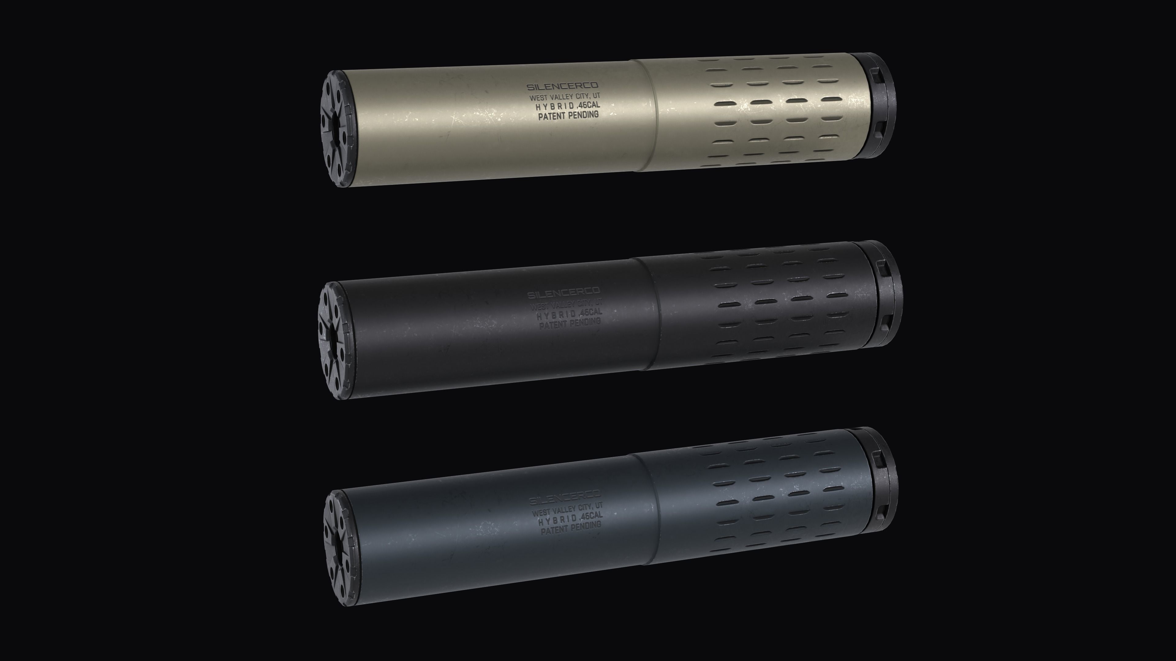 3D model SilencerCo Hybrid 46 multi caliber silencer VR / AR / low-poly ...