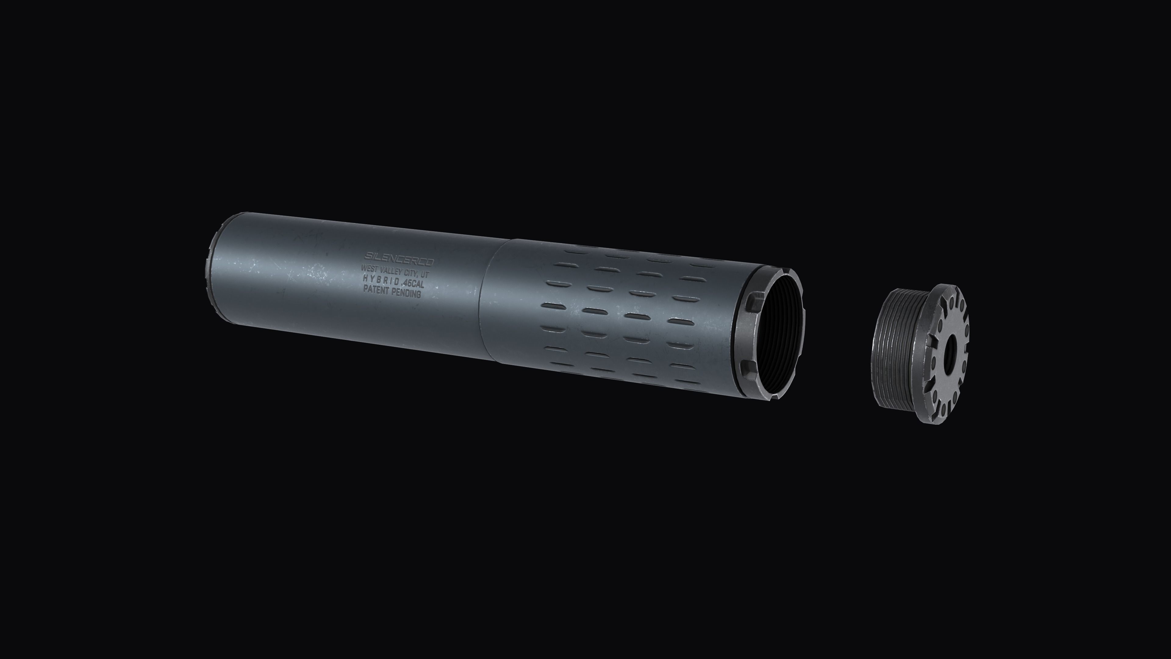 3D model SilencerCo Hybrid 46 multi caliber silencer VR / AR / low-poly ...