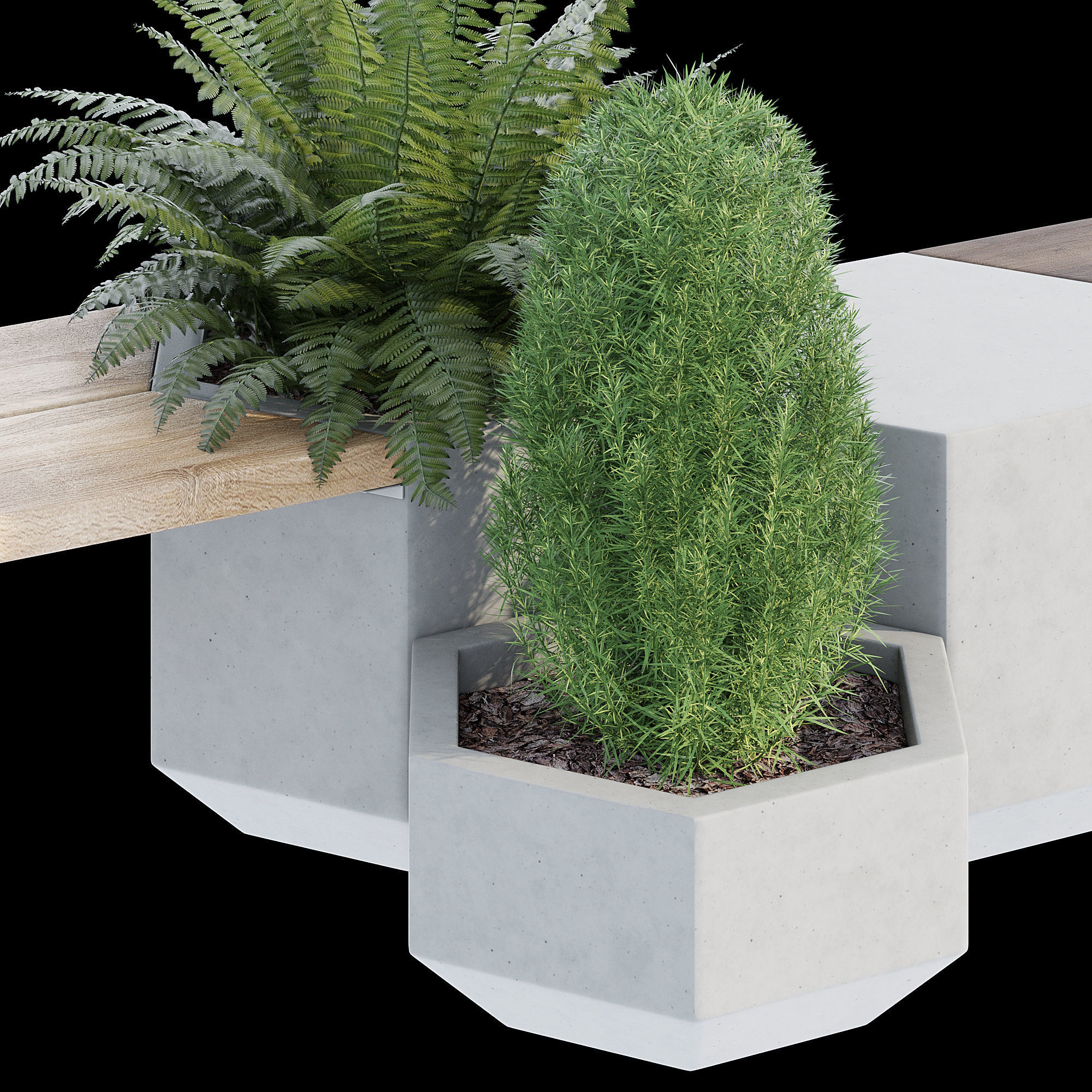 Concrete Hex-Bench 3D model | CGTrader