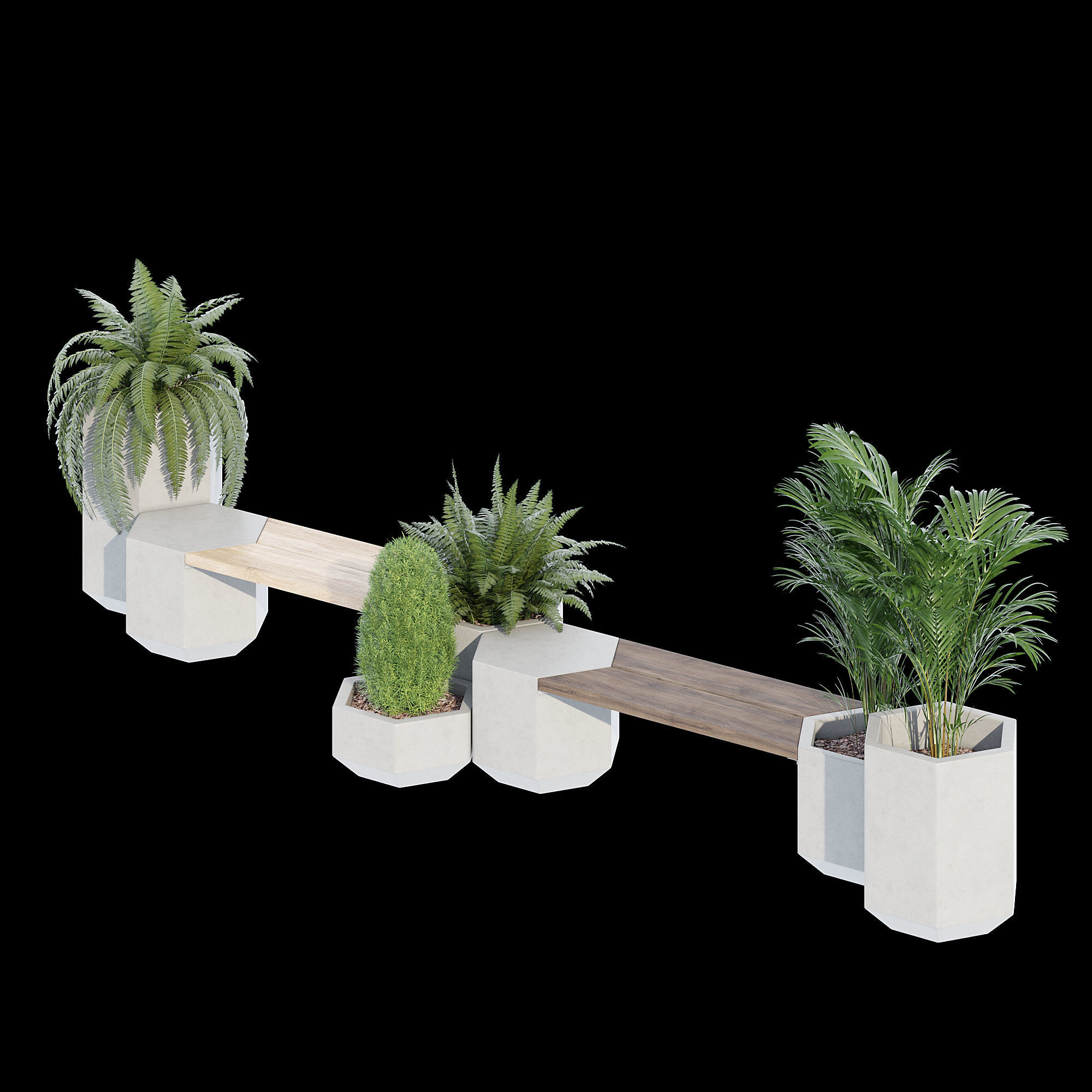 Concrete Hex-Bench 3D model | CGTrader