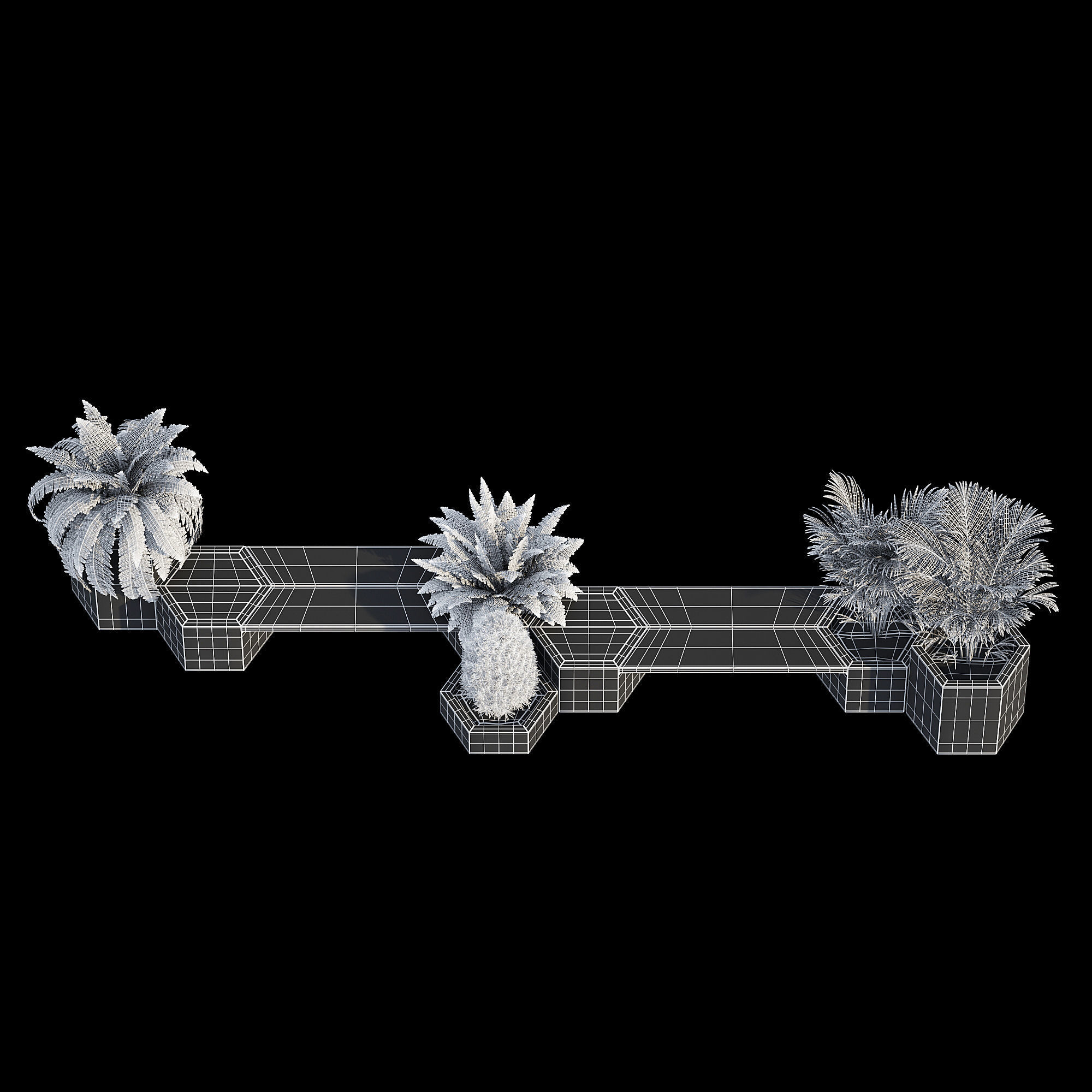 Concrete Hex-Bench 3D model | CGTrader