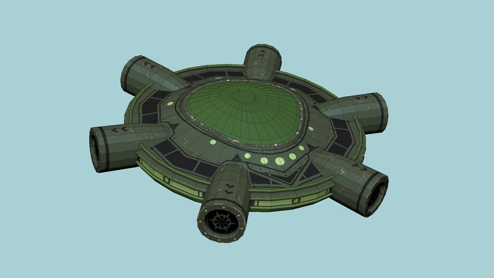 3D model Alien Spaceship UFO J05 Dark Green - Sci Fi Spacecraft Design ...