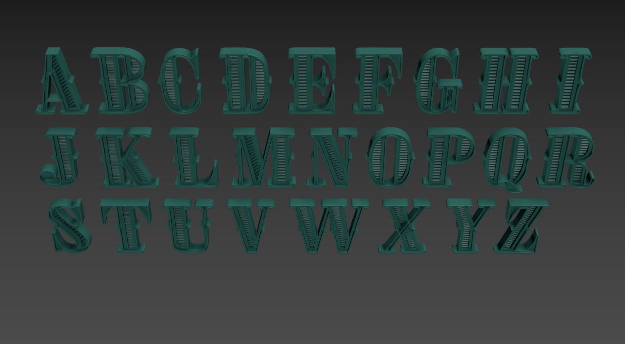 Western Vintage Latin Alphabet 3D model 3D printable | CGTrader