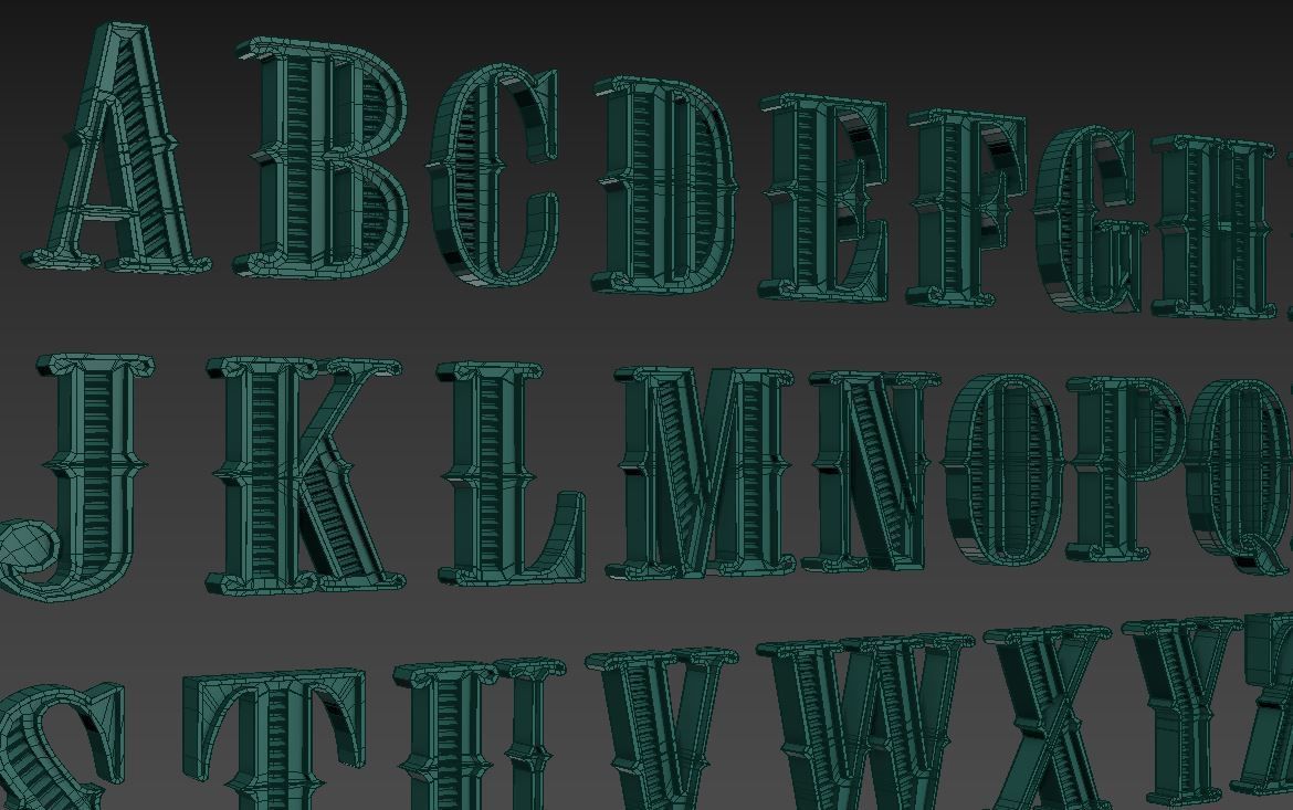 Western Vintage Latin Alphabet 3D model 3D printable | CGTrader