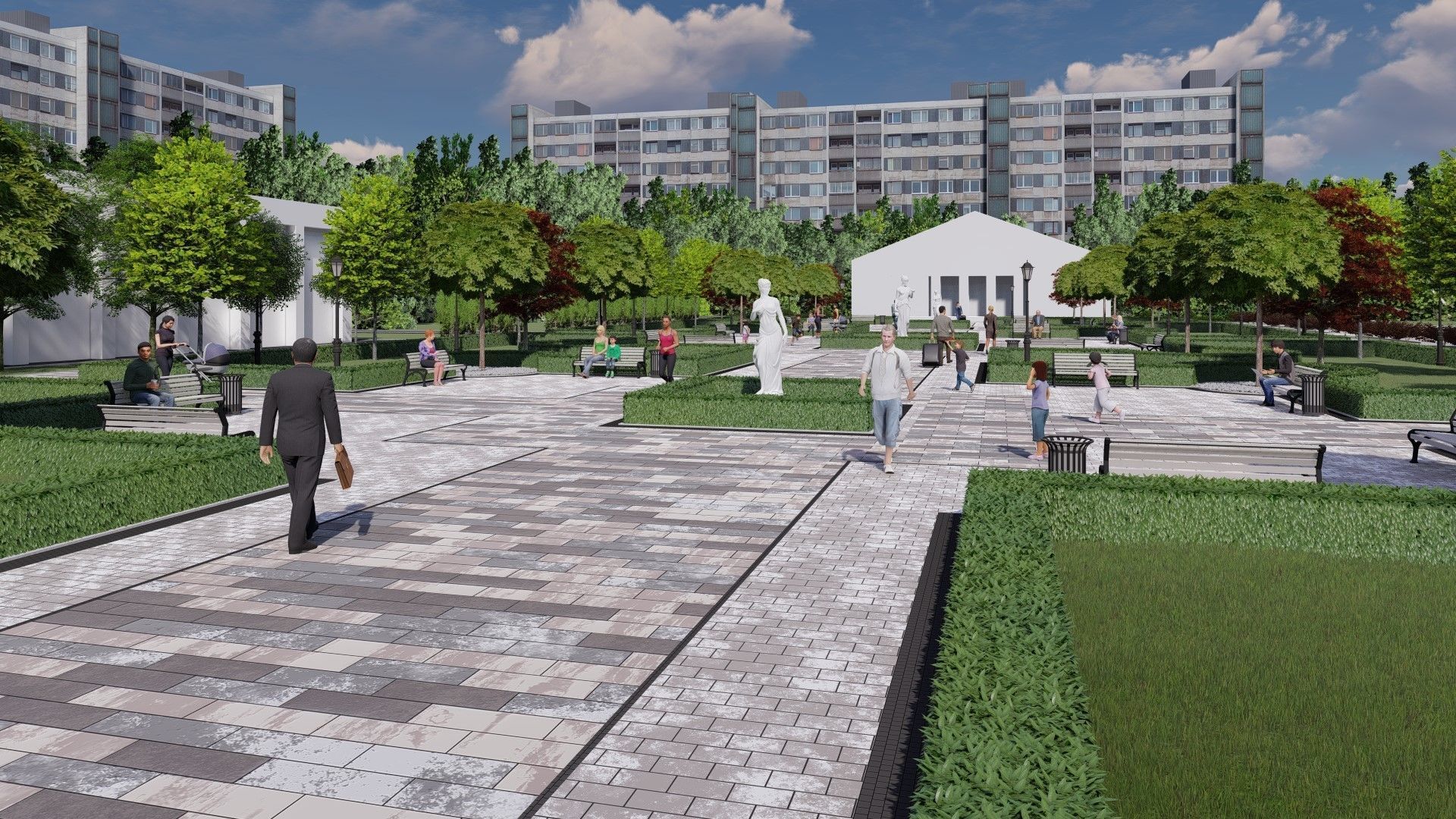 3D model of the square in the classic style of 2 versions 3D model ...