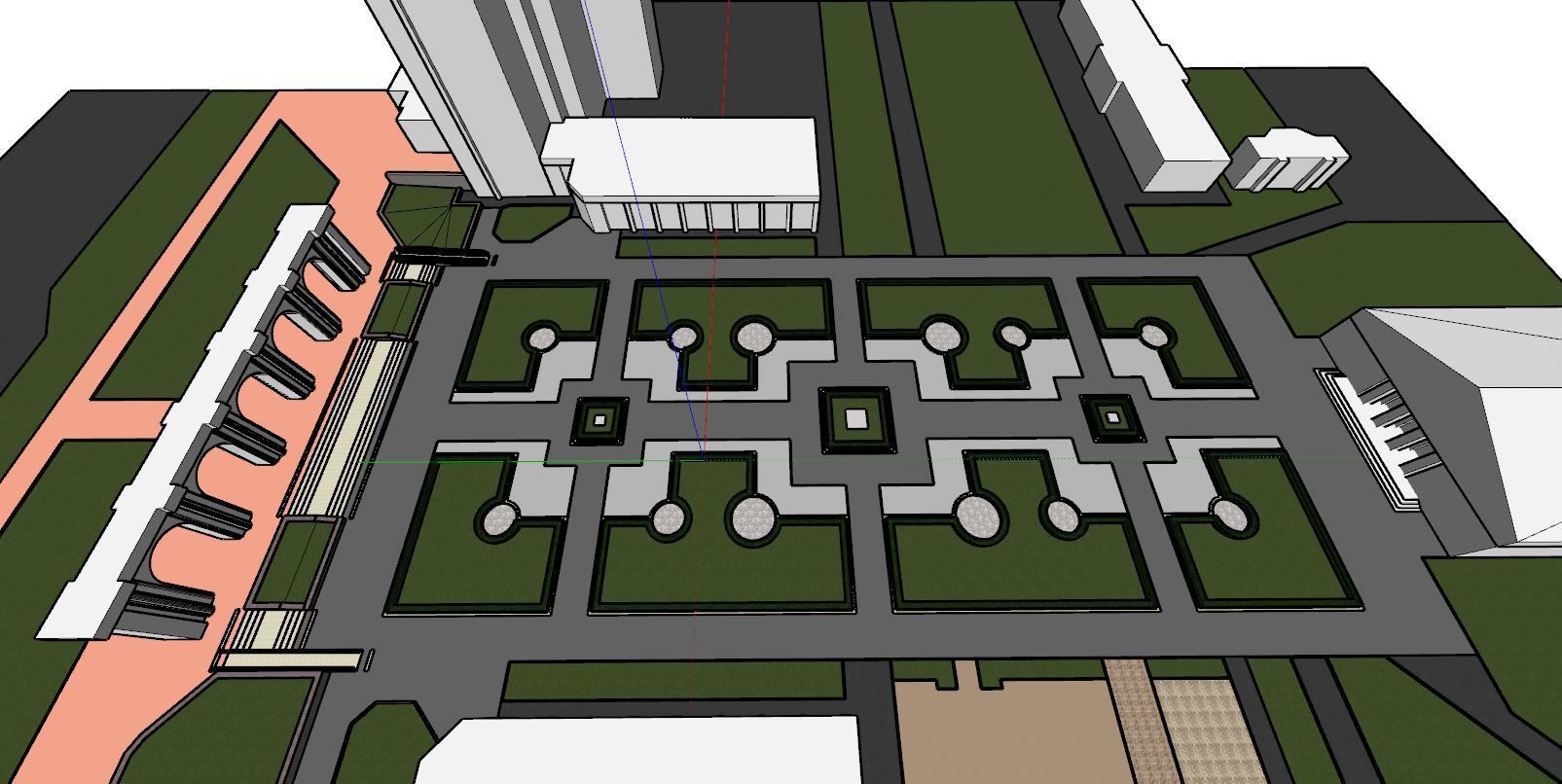 3D model of the square in the classic style of 2 versions 3D model ...