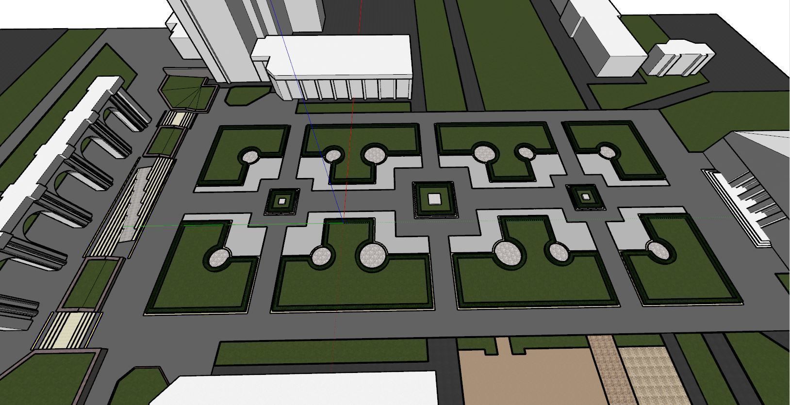 3D model of the square in the classic style of 2 versions 3D model ...
