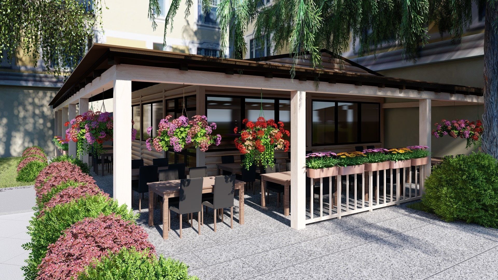 3D model of the cafe extension 2 versions free 3D model | CGTrader