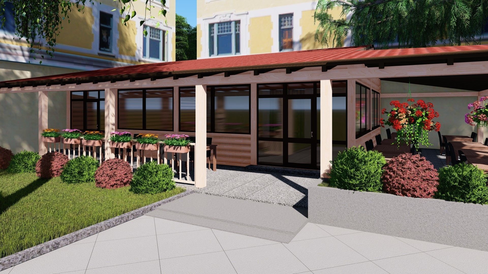 3D model of the cafe extension 2 versions free 3D model | CGTrader