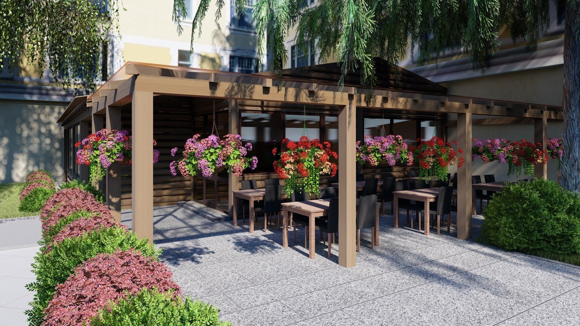 3D model of the cafe extension 2 versions free 3D model | CGTrader