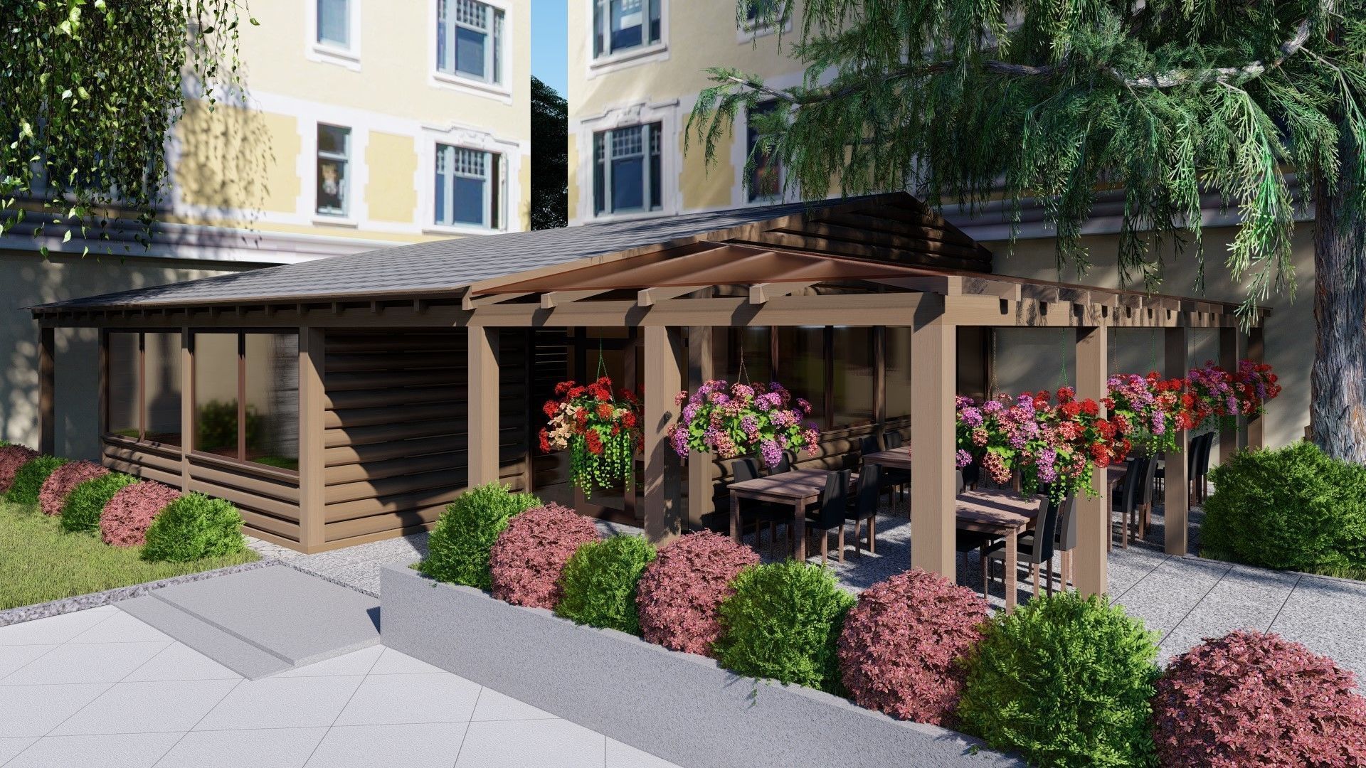 3D model of the cafe extension 2 versions free 3D model | CGTrader