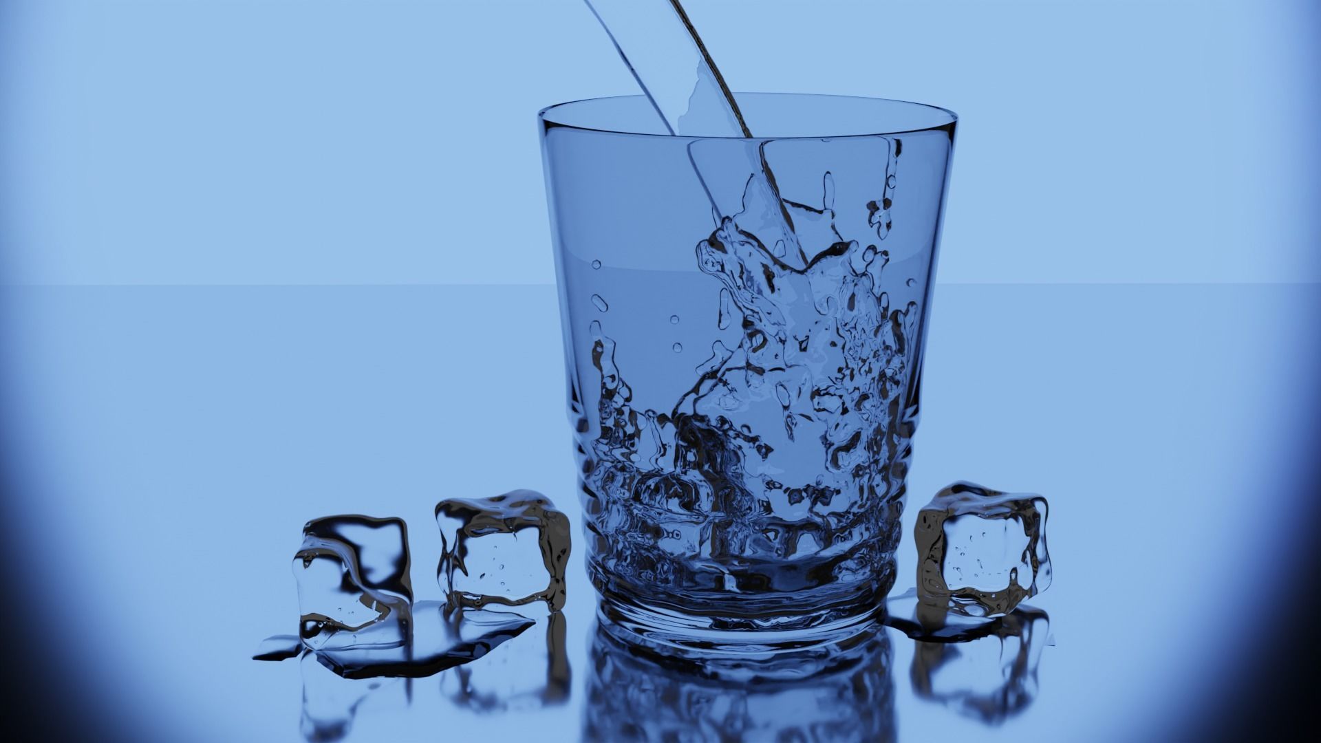 Water drink advertisement cup with icecubes 3D model 3D model | CGTrader