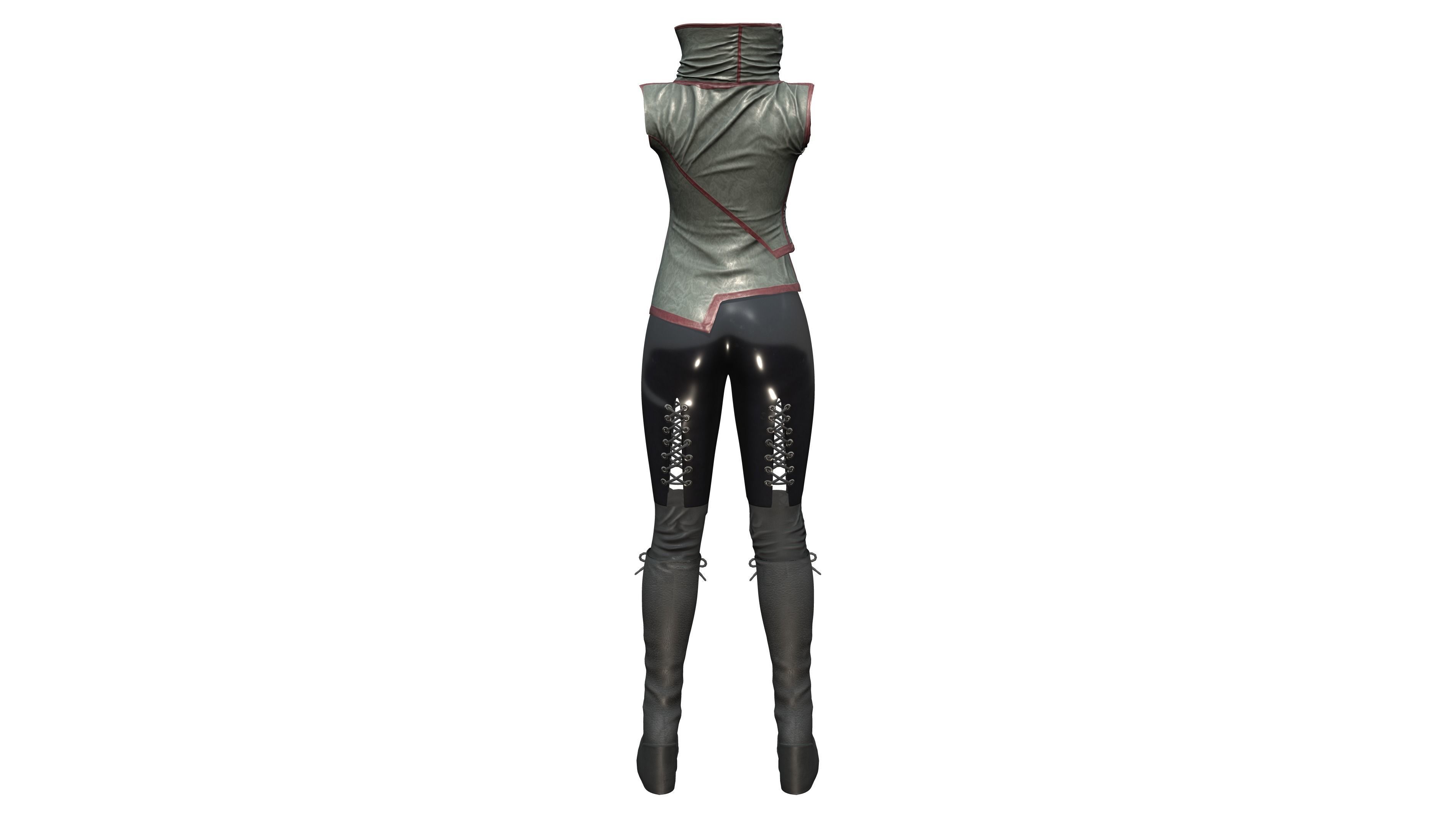 3D model Dystopian Futuristic Sci-fi Outfit Top Pants Boots VR / AR ...