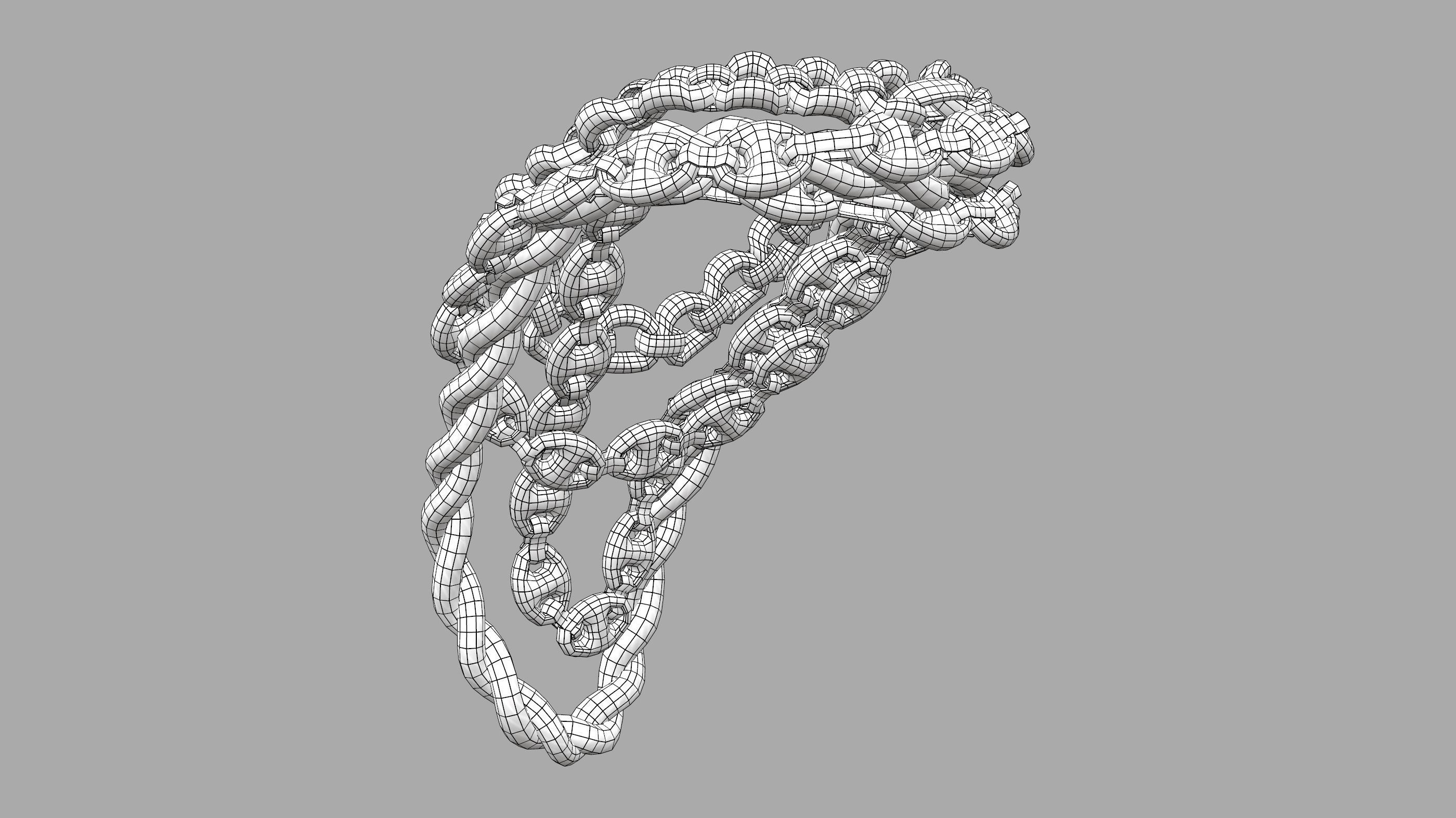 3D model Oversize Metal Chains Multi-Row Huge Rapper Necklace VR / AR ...