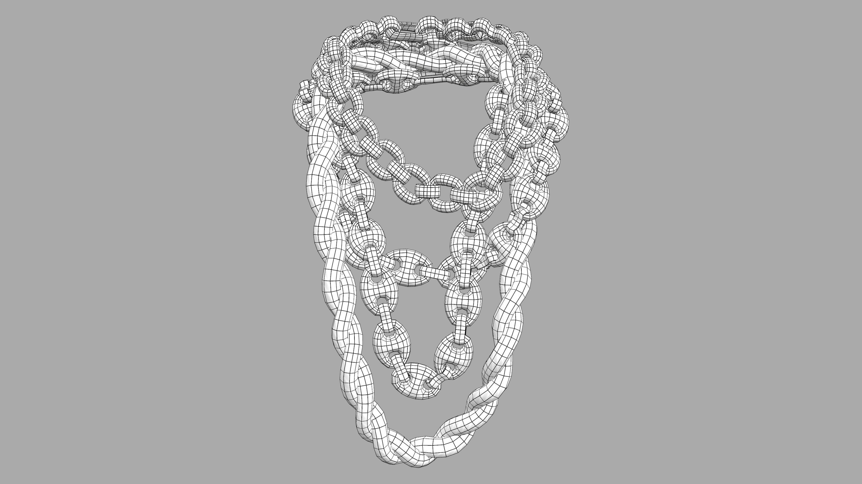 3D model Oversize Metal Chains Multi-Row Huge Rapper Necklace VR / AR ...
