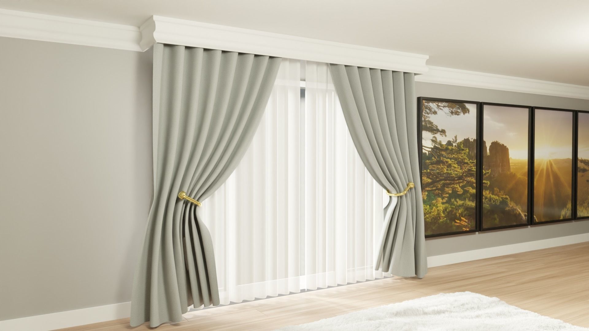 Curtains modern interior - model 2 - 3D model free 3D model | CGTrader