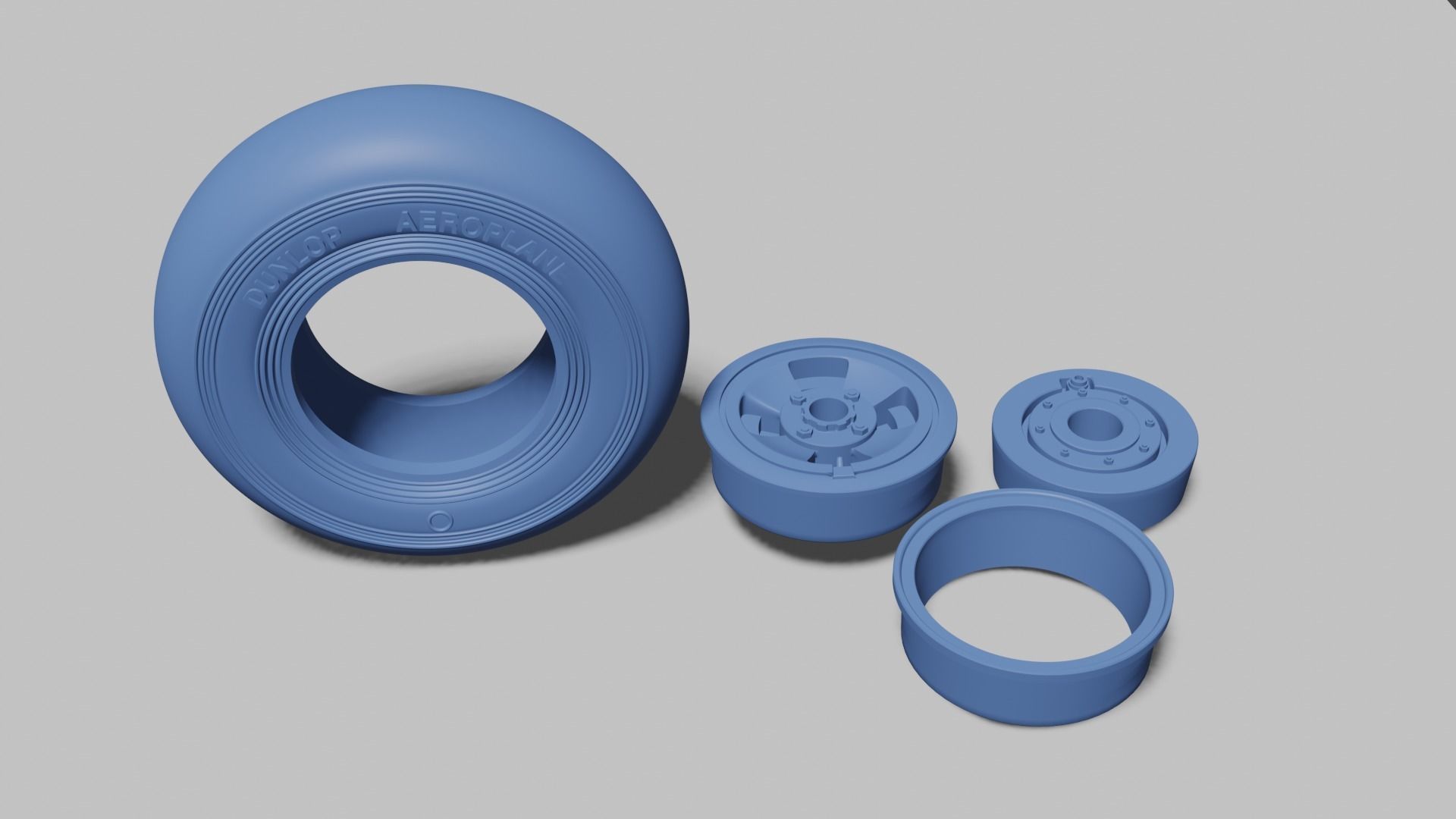 Hawker Hurricane Main and TailWheel set 3D model 3D printable | CGTrader