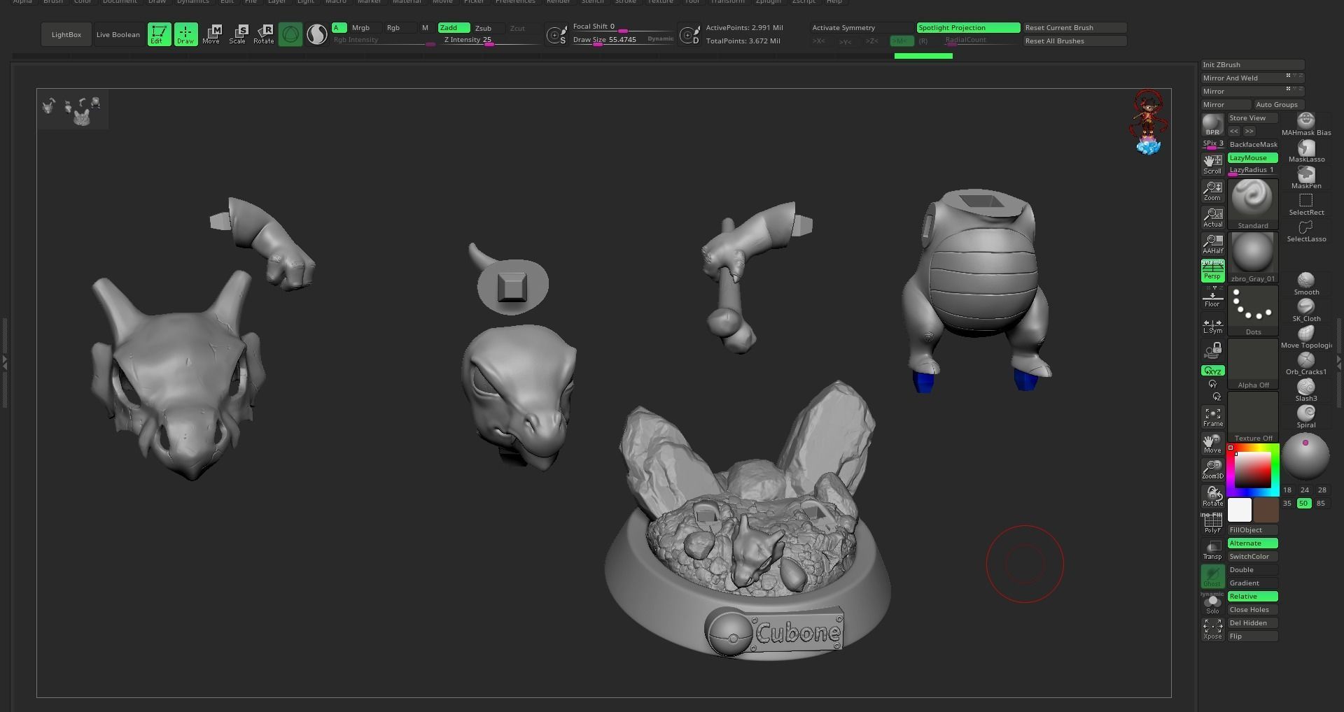 Pokemon Cubone 3D print STL file 3D model 3D printable | CGTrader