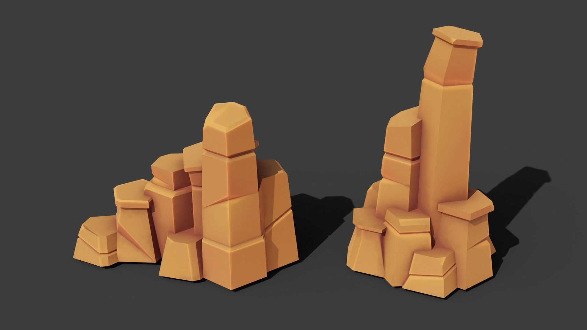 3D model 11 Lowpoly Stylized Rock Formations Set VR / AR / low-poly ...