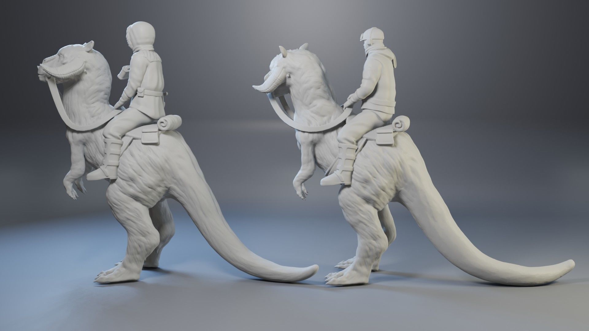 Han Solo and Luke Skywalker on Tauntaun 3D model 3D printable | CGTrader
