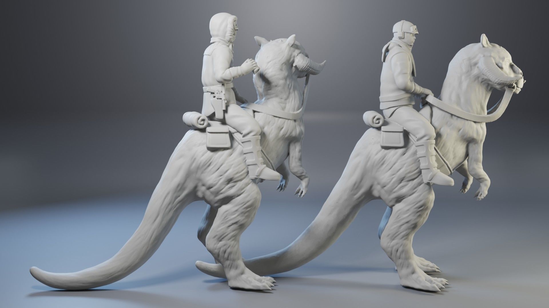 Han Solo and Luke Skywalker on Tauntaun 3D model 3D printable | CGTrader