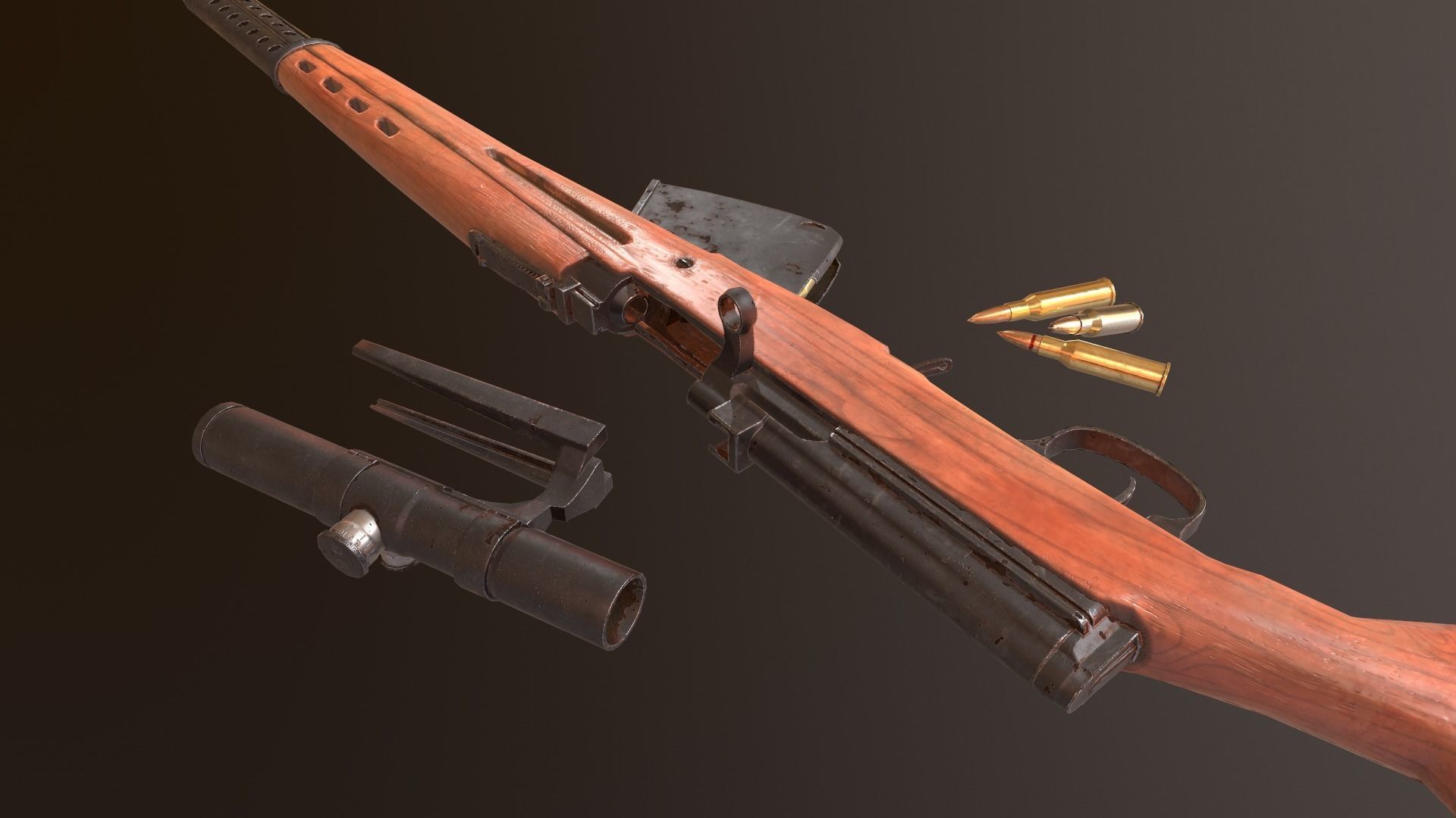 3D model SVT-40 Semi-Automatic rifle - PBR Low Poly Model VR / AR / low ...