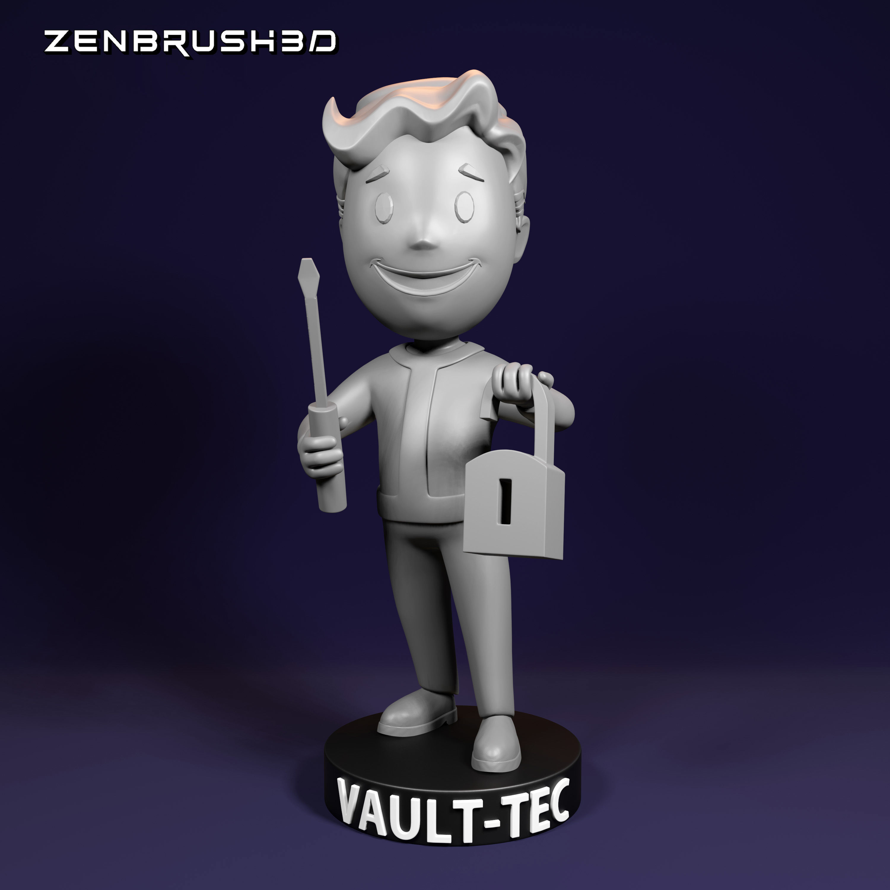 BOBBLEHEAD OPEN LOCKS FALLOUT 4 3D model 3D printable | CGTrader