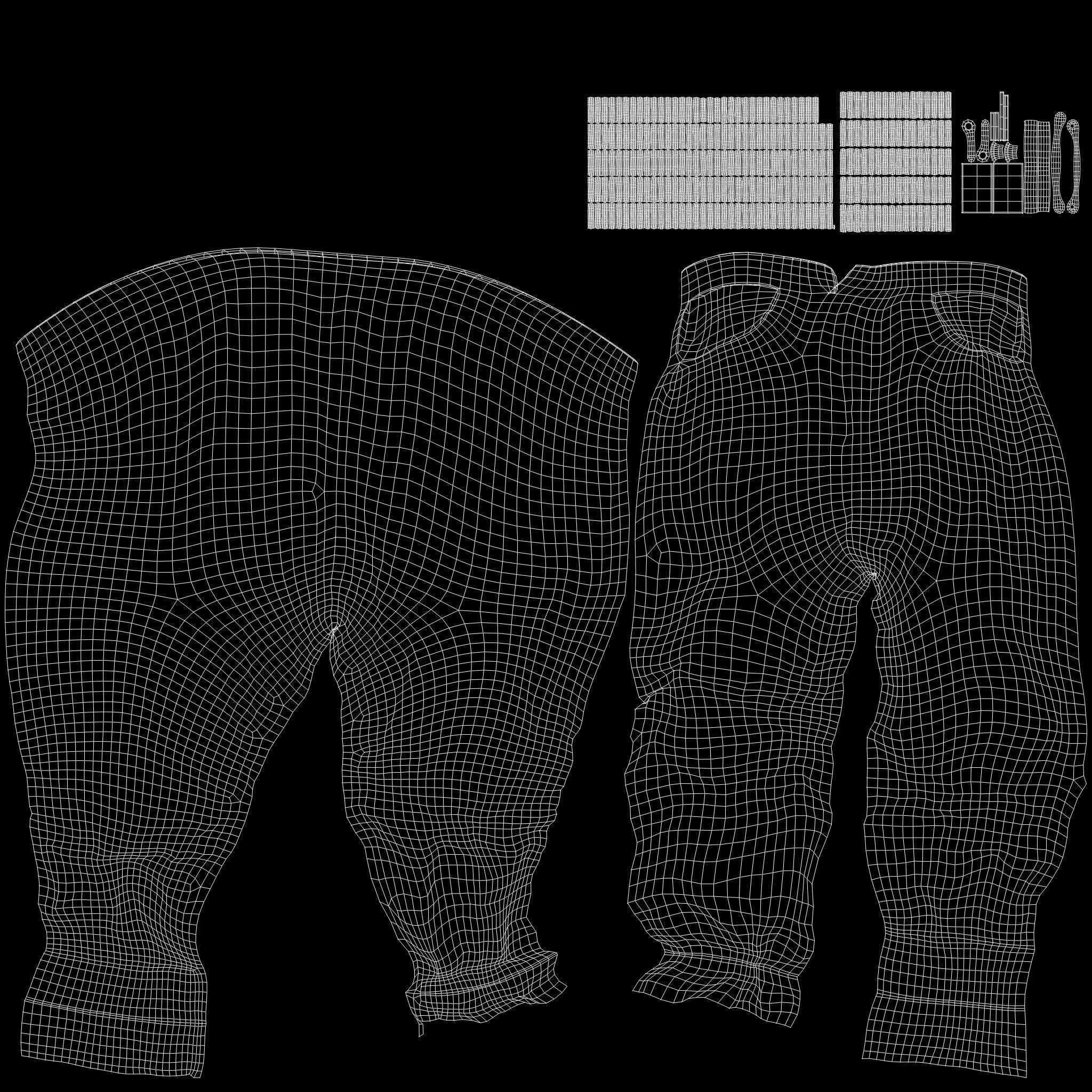 3D model Oversize Rolled Legs Rapper Pants With Metal Chains Belt VR ...