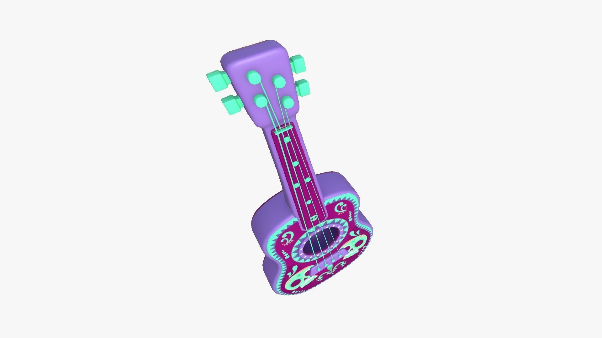3D model Cartoon Mexican Guitar A04 Purple - Music Instrument Design VR ...