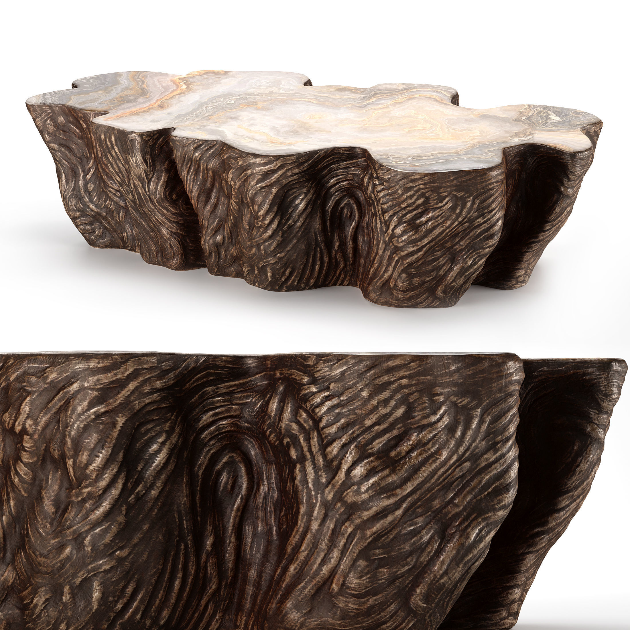 Rock and wooden tables 3D model | CGTrader