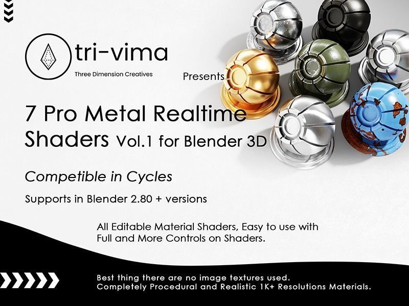 7 Pro Realtime Metal Shaders Vol01 in Blender Texture | CGTrader