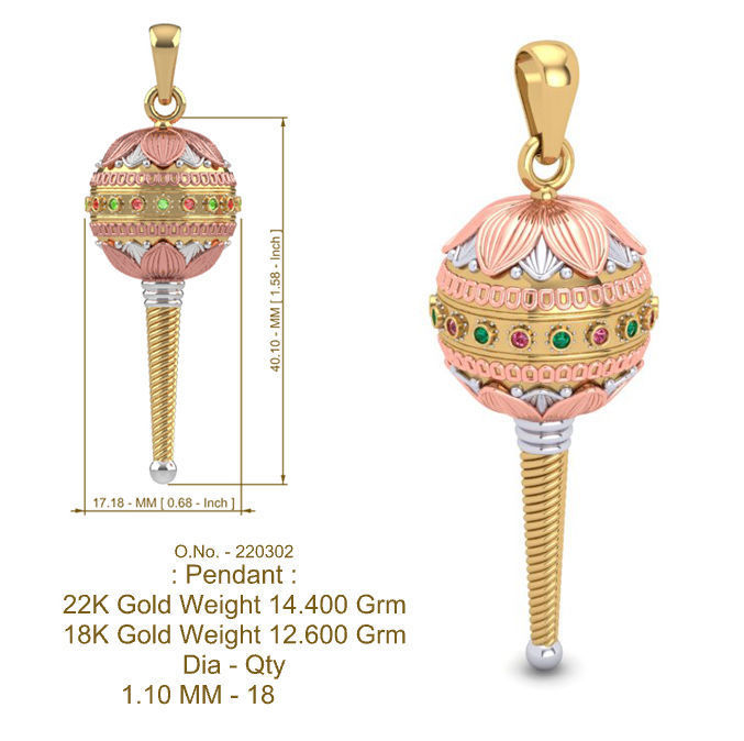 Hanumanji Gada - Weapon - Pendant 3D model 3D printable | CGTrader