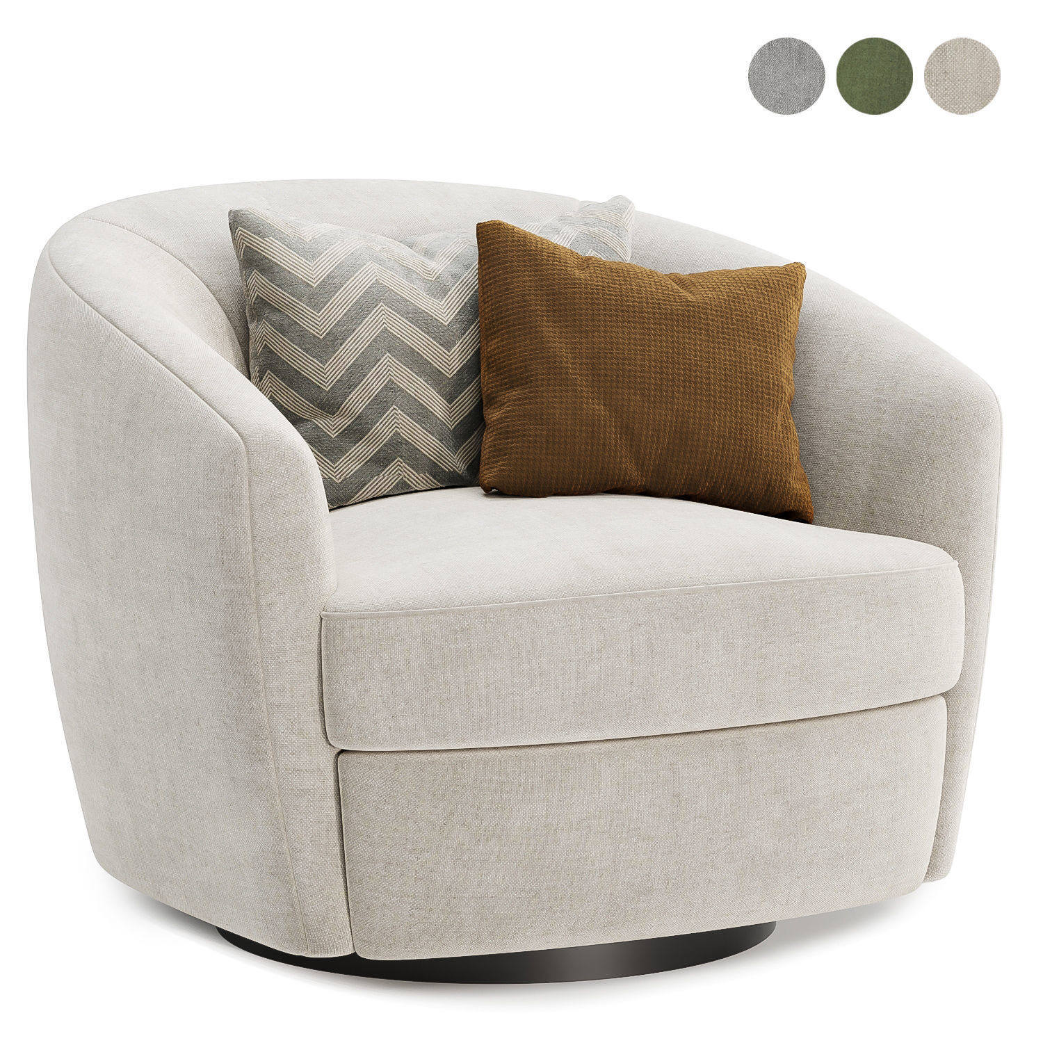 Marcy Upholstered Swivel Barrel Chair 3D model | CGTrader