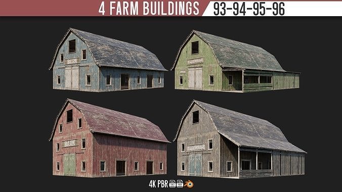 3D model 93-94-95-96 - Farm Buildings 4K PBR GameReady VR / AR / low ...