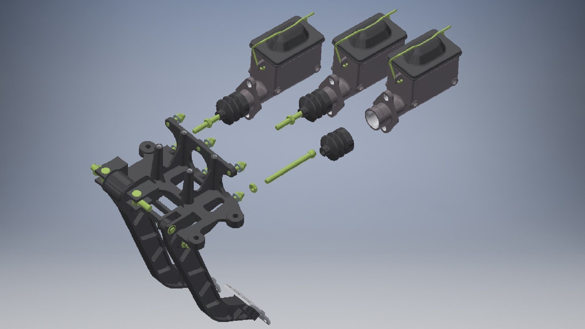 Reverse Mount Pedal with Master Cylinders 3D model | CGTrader