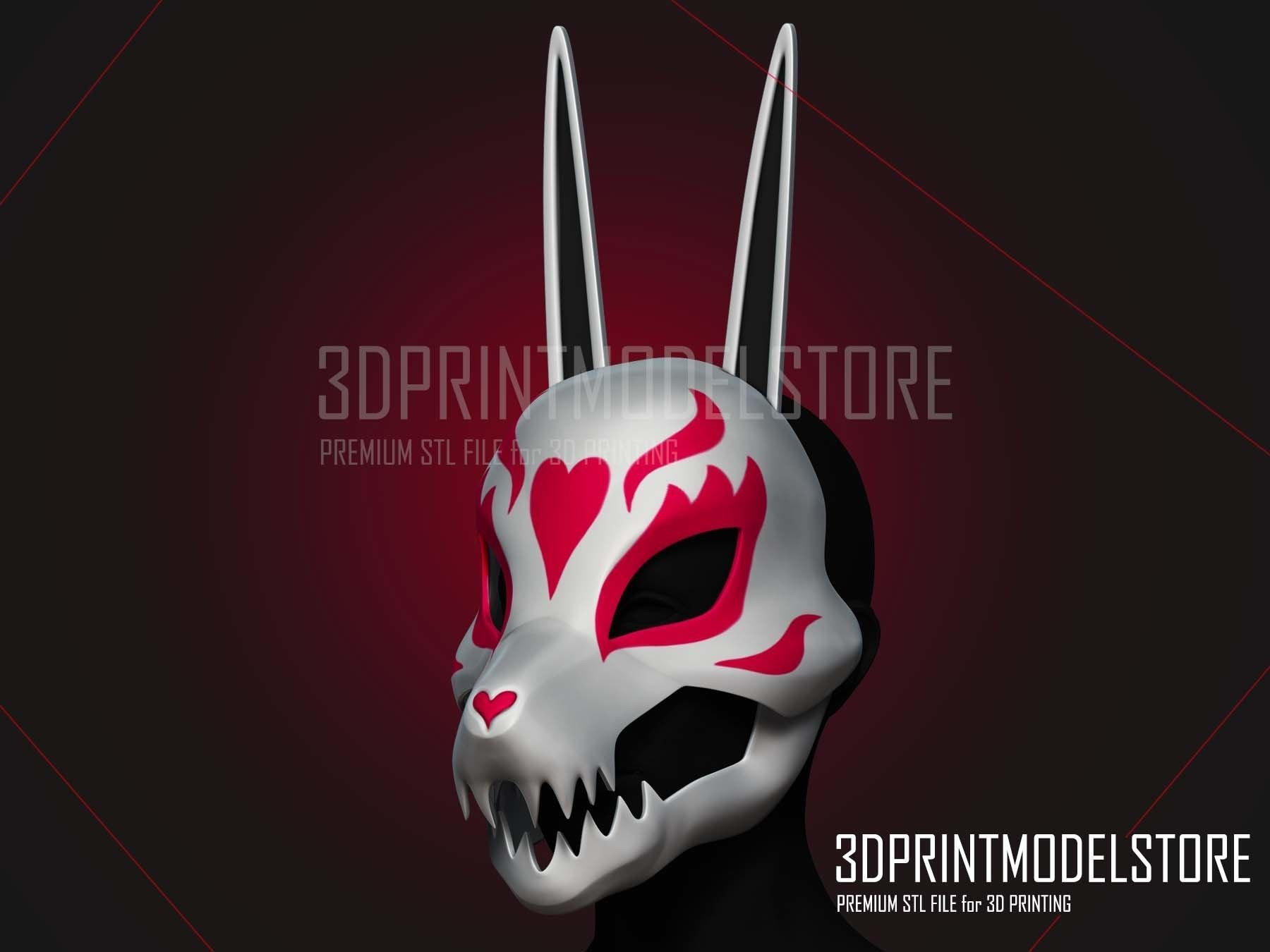 Neon White Game Cosplay Mask - Neon Red Mask - Halloween Costume 3D ...